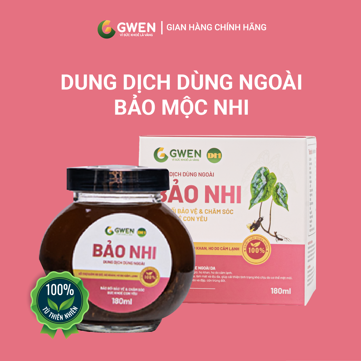 Dung Dịch Dùng Ngoài Bảo Nhi Gwen 180ml – Giảm Ho, Làm Dịu Da, Tan Bầm Tím