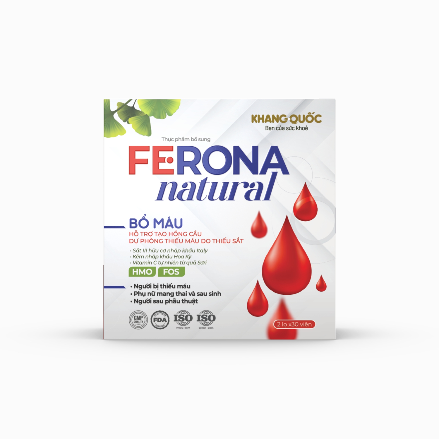 Bổ Máu Ferona Natural Gwen – Hỗ Trợ Tạo Hồng Cầu, Dự Phòng Thiếu Máu