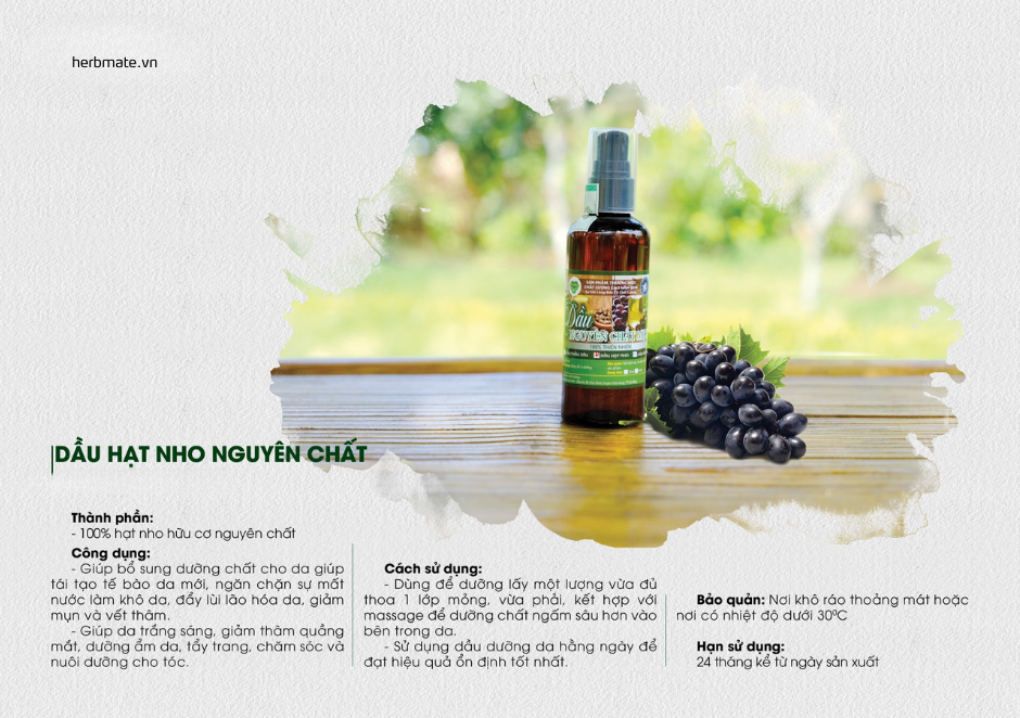 Dầu Hạt Nho Nguyên Chất Mẹ Ken – Dưỡng Da, Chăm Tóc & Massage Toàn Thân